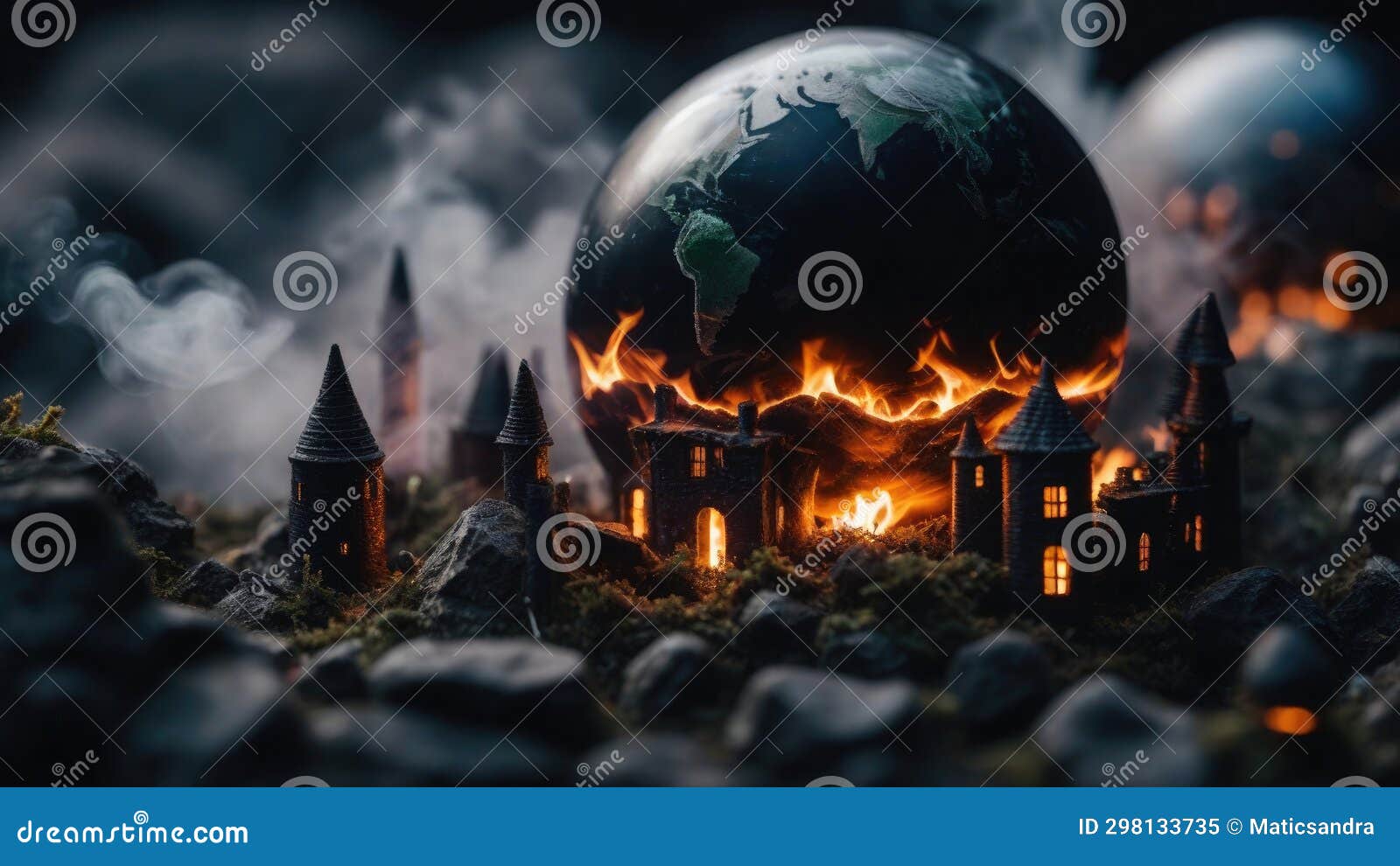 Explosion. Planet Earth is in Danger. Apocalypse. Global Environmental ...