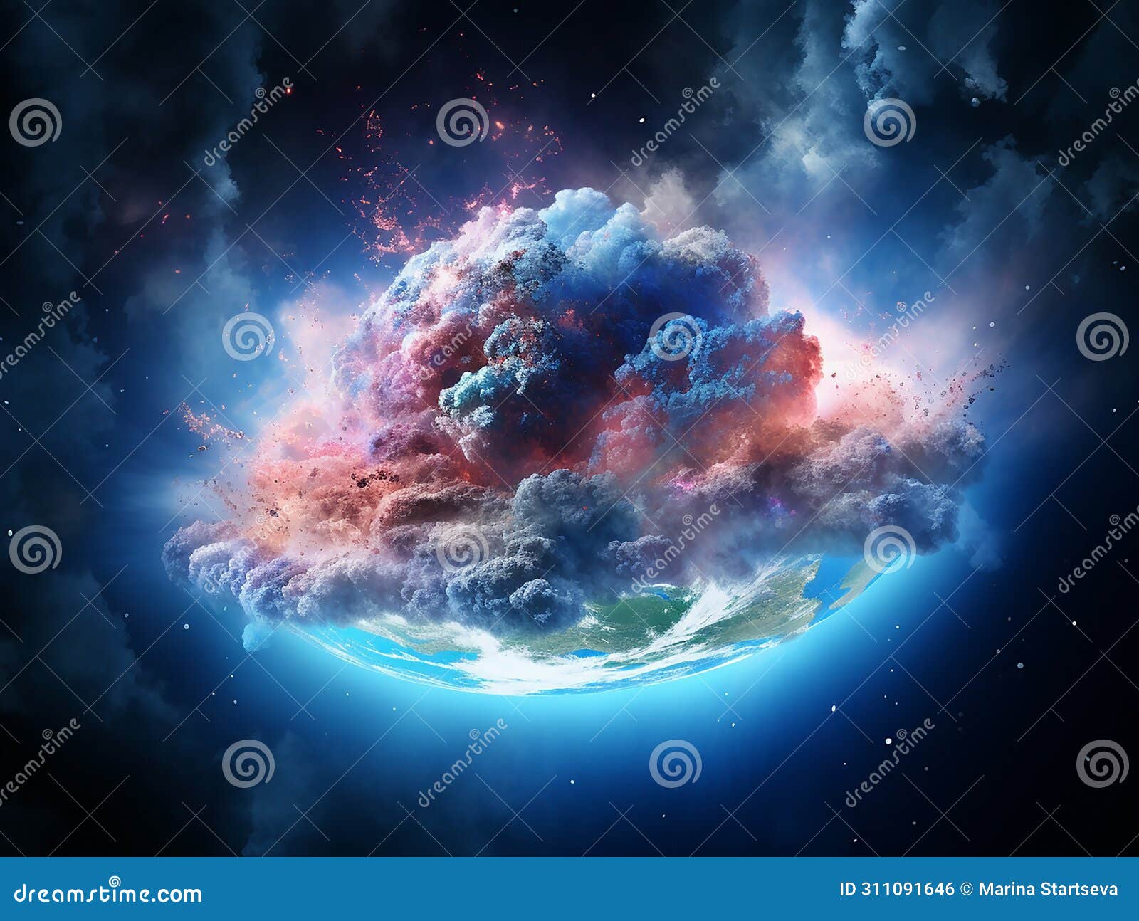 An Explosion on Planet Earth after Global Environmental Disaster Stock ...