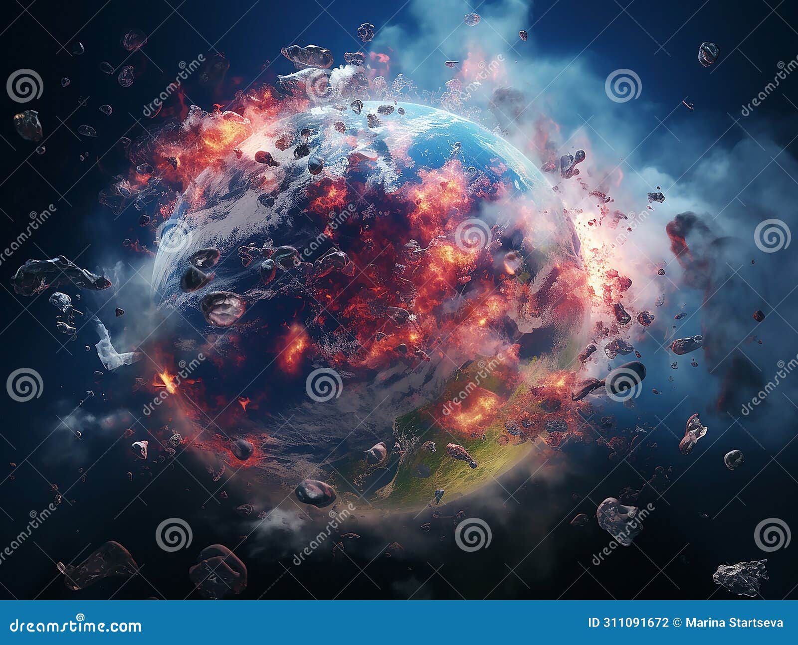 An Explosion on Planet Earth after Global Environmental Disaster Stock ...