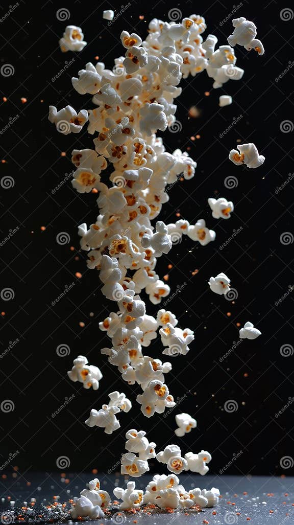 Explosion of Popcorn Kernels in a Dark Setting Stock Image - Image of ...