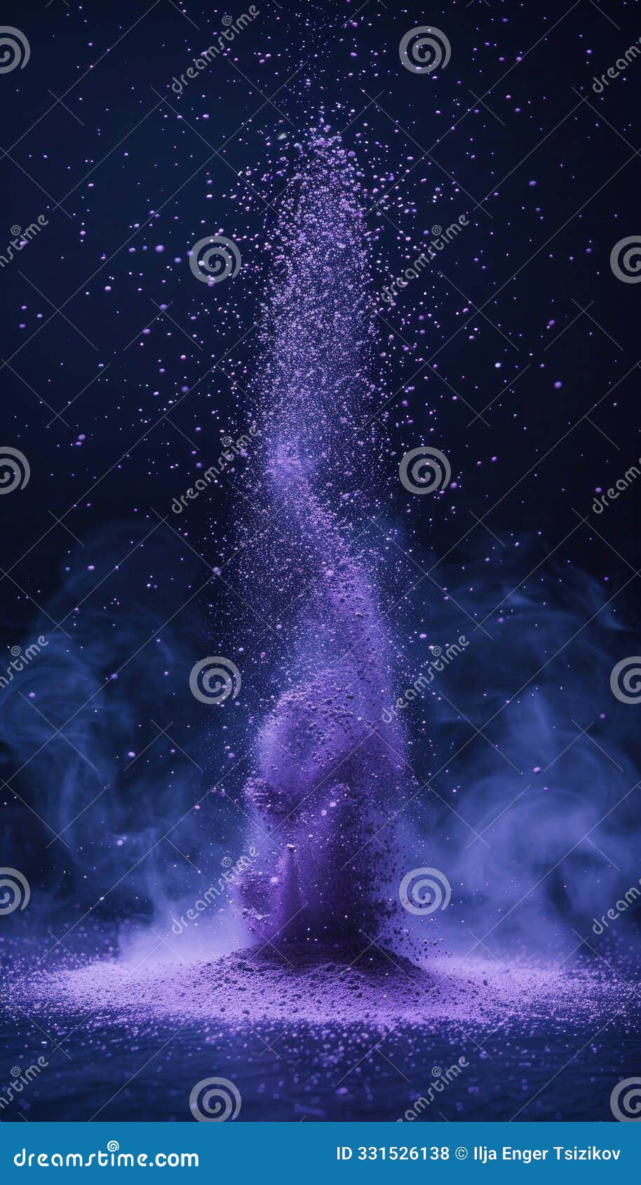Explosion of Purple Powder on a Black Background, Purple Dust Cloud ...