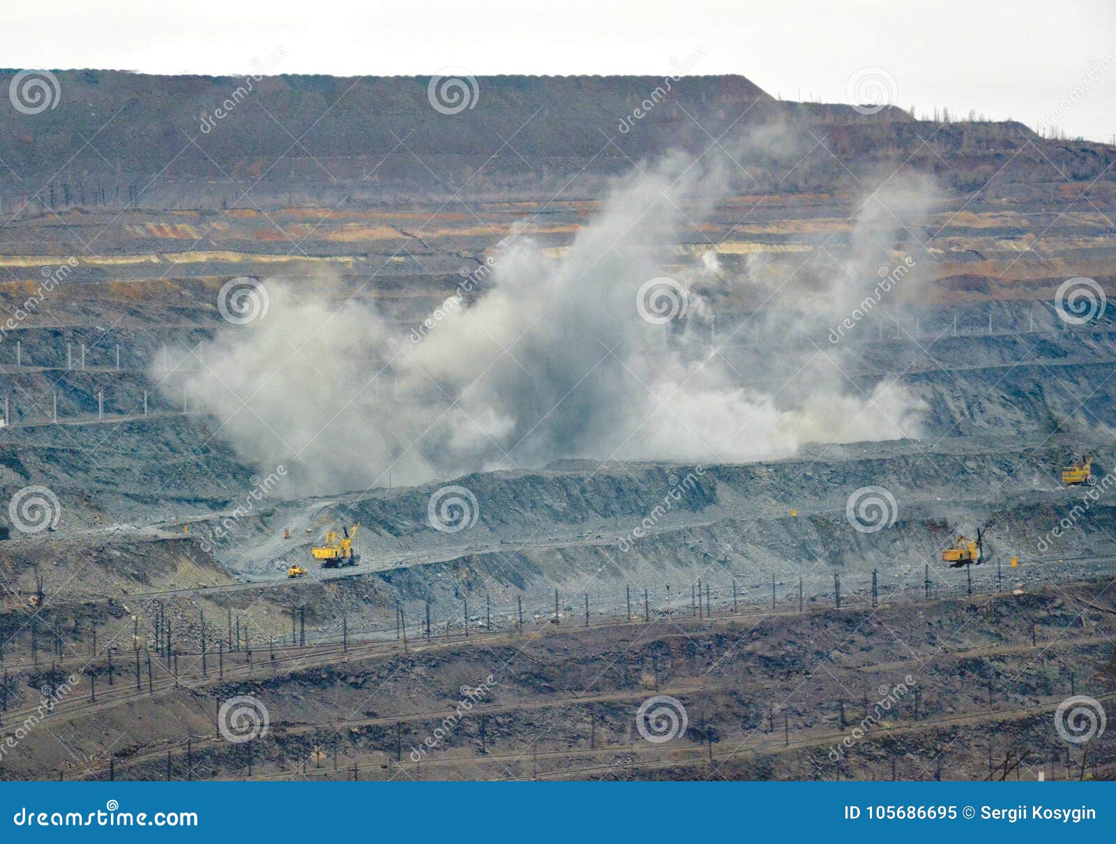 Rock explosion in a quarry stock image. Image of mining - 105686695