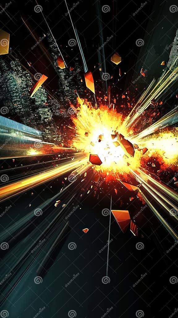 An Explosion Radiates Energy and Debris, Creating a Dynamic Visual ...