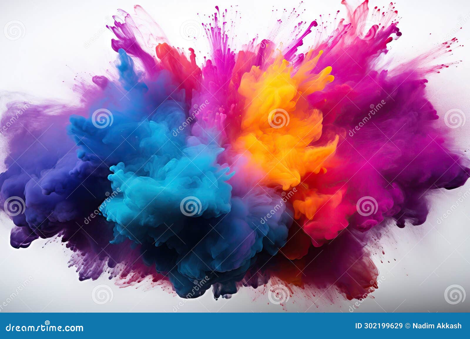 Explosion of Rainbow Color Powder on White Background Stock ...