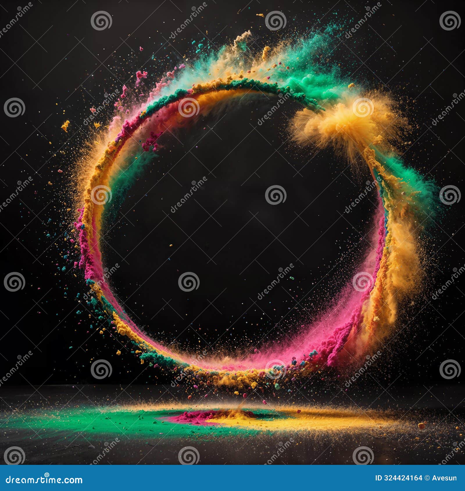 Explosion Rainbow of Colorful Powder Particles Bursting Sprayed Over ...