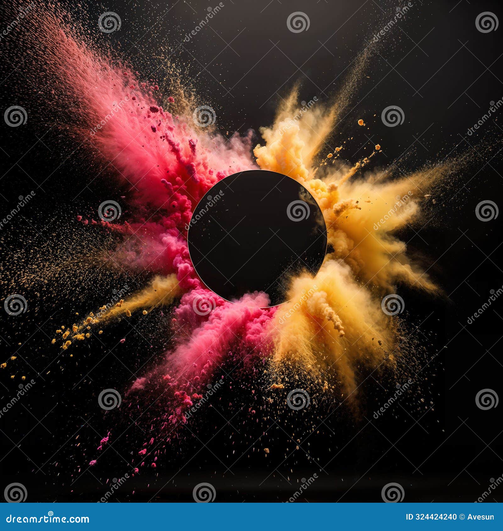 Explosion Rainbow of Colorful Powder Particles Bursting Sprayed Over ...