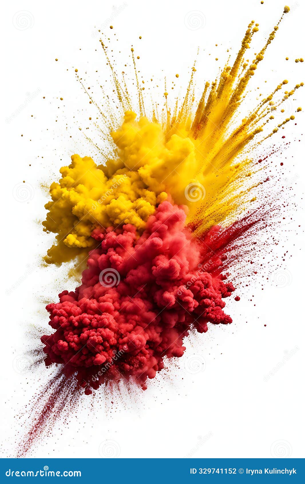 Explosion of Red and Orange Powder Creating Vibrant Clouds on White ...