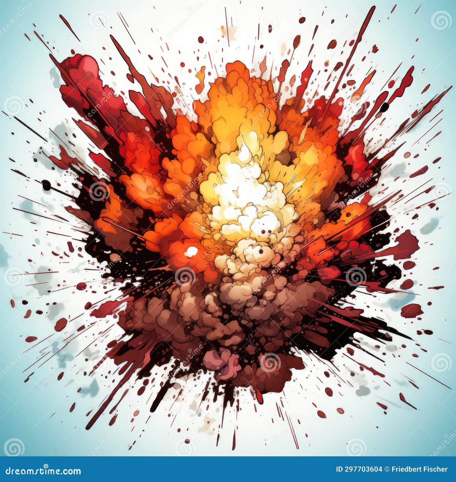 An Explosion of Red, Orange, and Yellow Paint Stock Illustration ...
