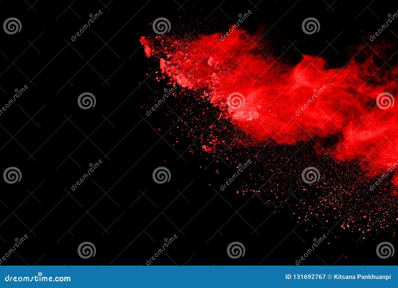 Explosion of Red Powder on Black Background Stock Image - Image of ...