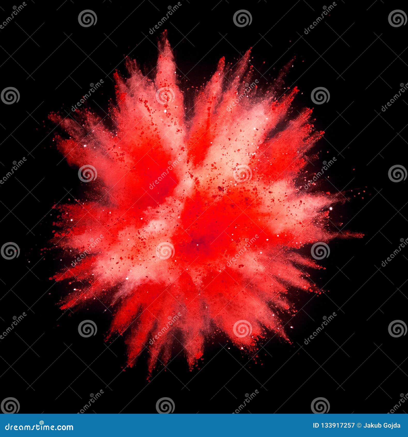 Explosion of Red Powder on Black Background Stock Image - Image of ...