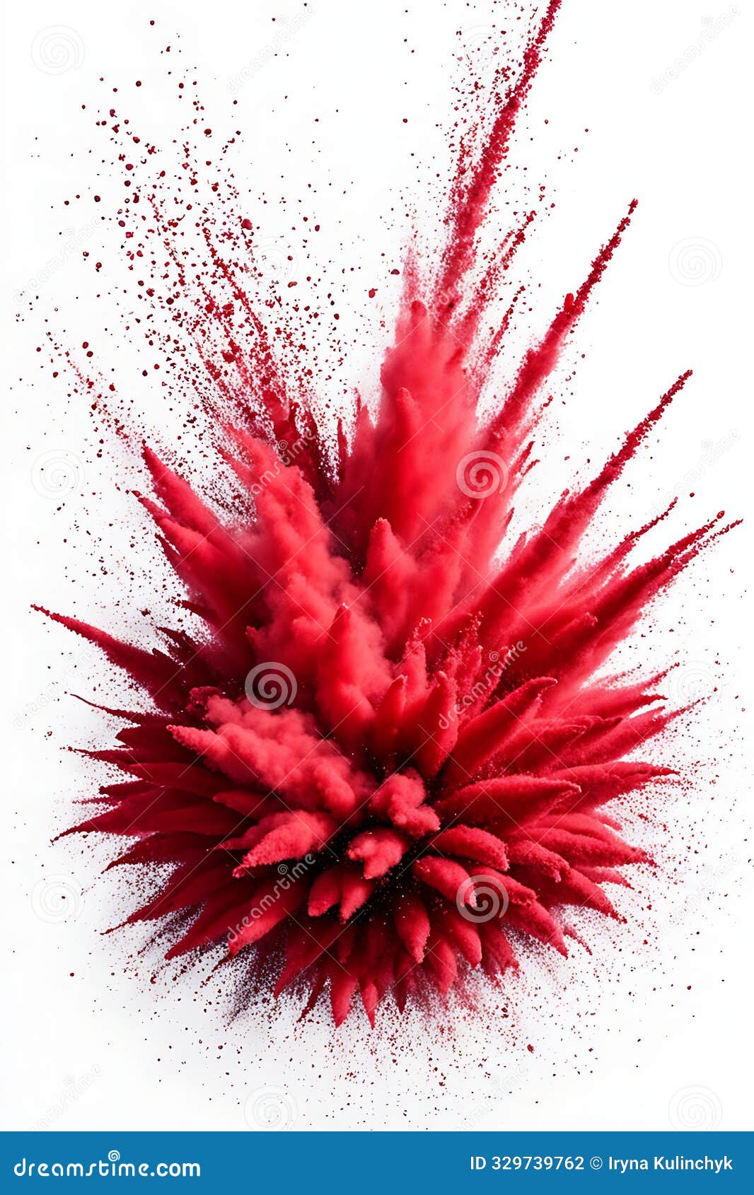 Explosion of Red Powder Forming a Radial Pattern on a White Background ...
