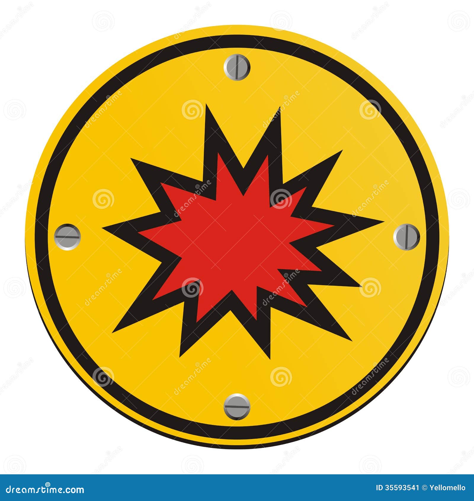 Explosion Risk - Round Yellow Sign Stock Illustration - Illustration of ...