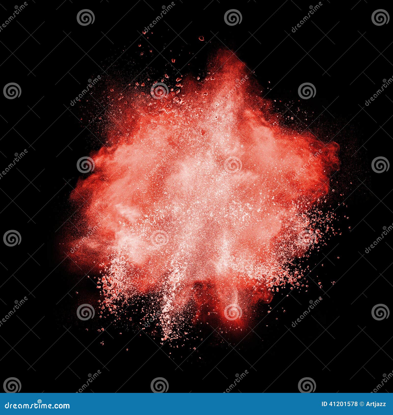 Explosion Rouge De Poudre D'isolement Sur Le Noir Photo stock - Image ...