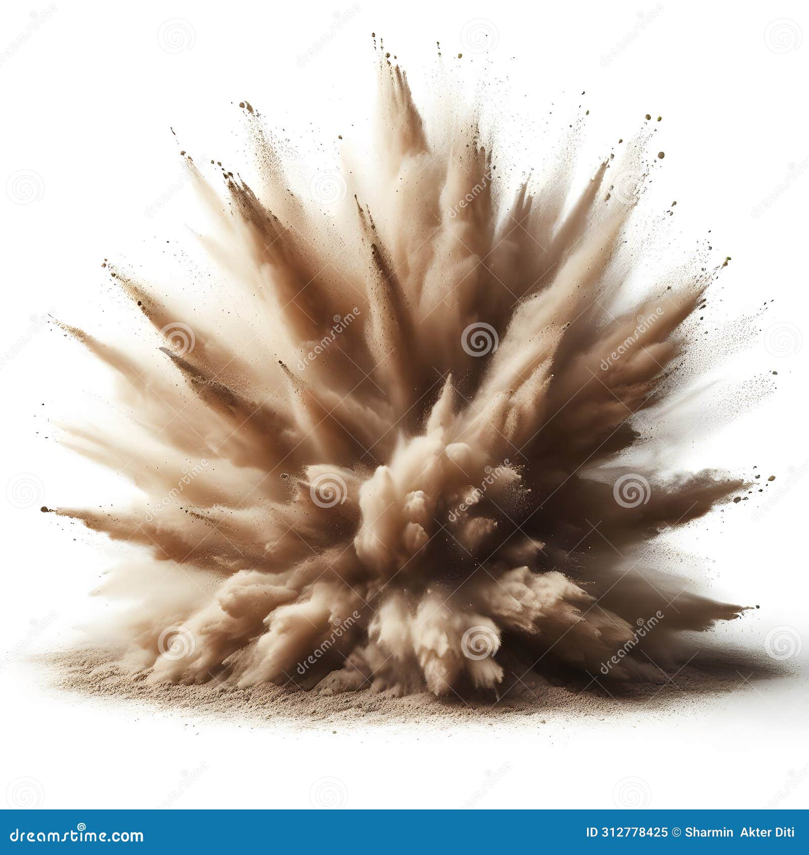 Explosion of Sand Isolated on White Background. 3D Illustration Stock ...