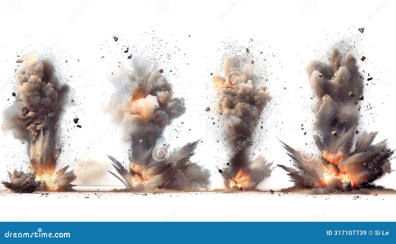 Explosion Set on Transparent Background: Collection of Explosions in ...