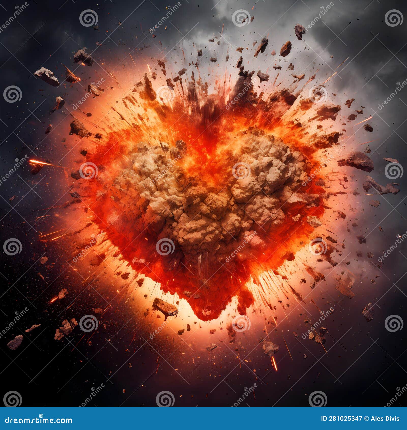 Explosion in the Shape of a Heart. Generative AI Stock Illustration ...