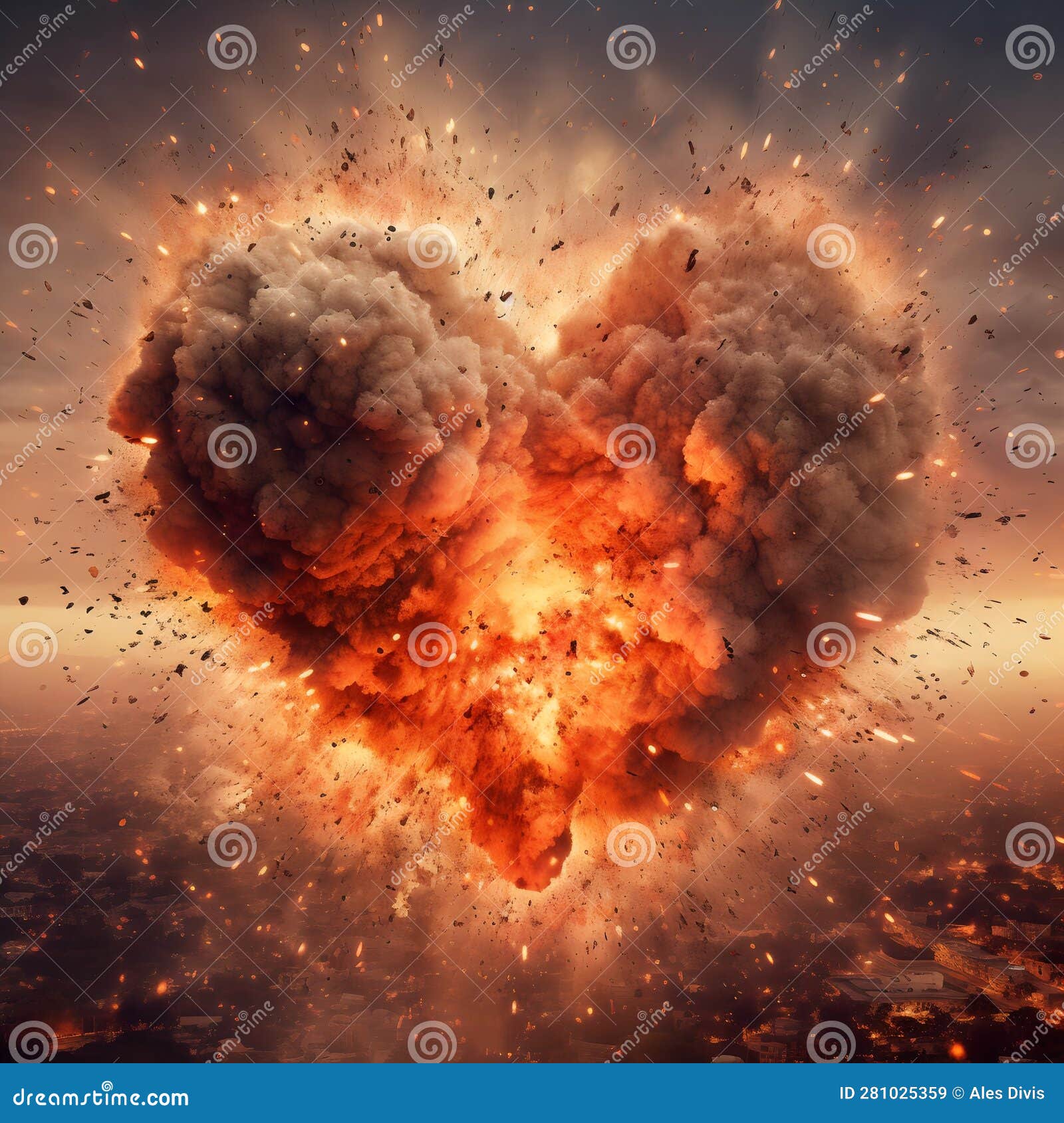 Explosion in the Shape of a Heart. Generative AI Stock Illustration ...