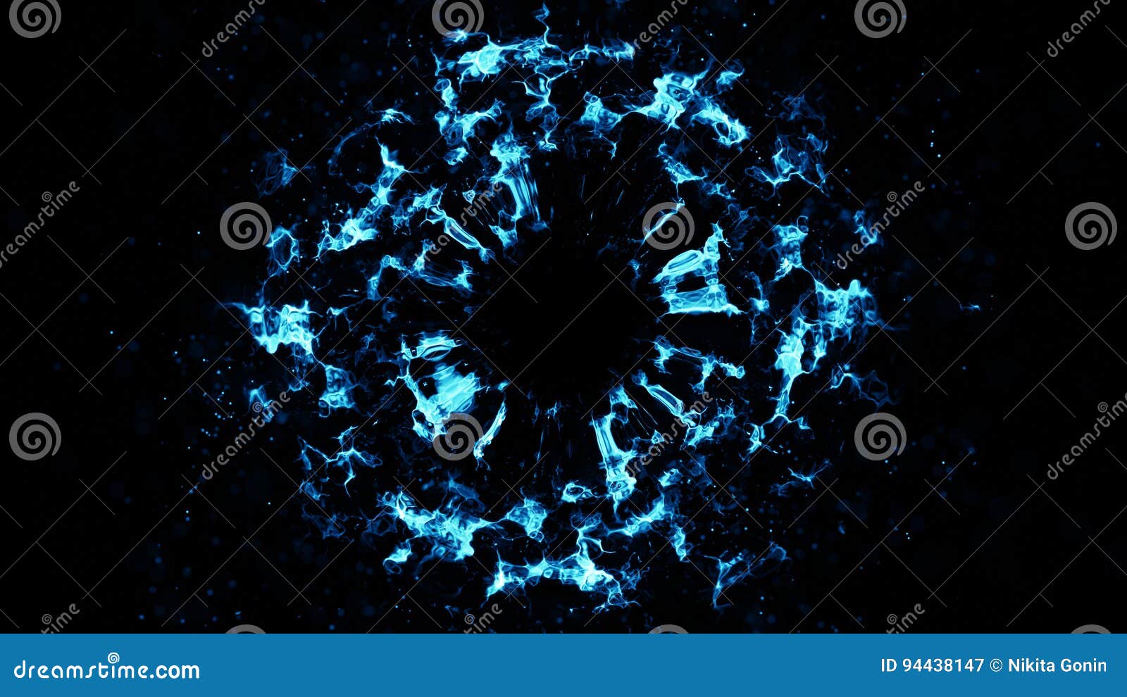 Explosion Shockwave With Blue Smoke And Particles Stock Illustration ...