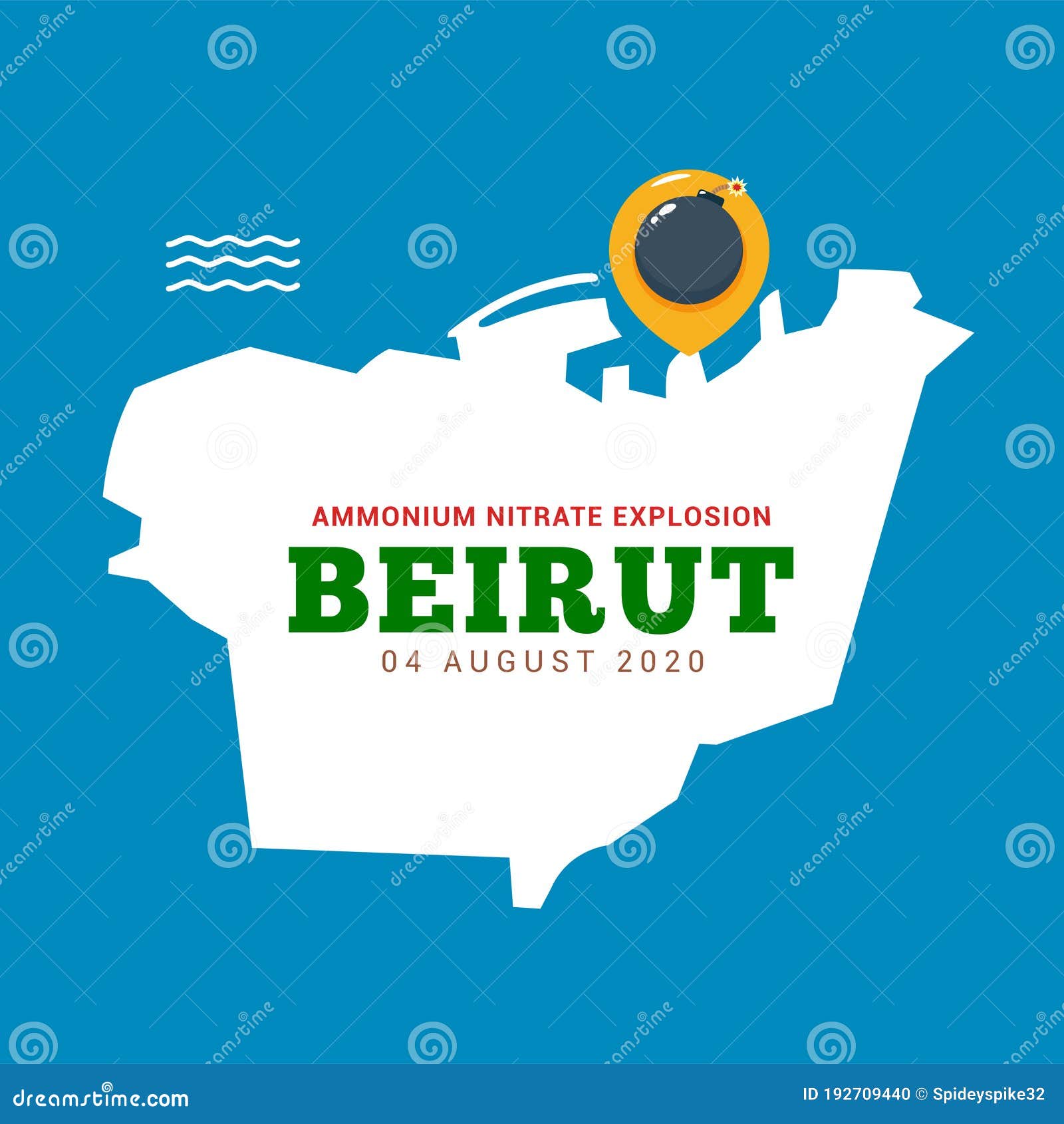 Explosion Site on Beirut Map. Isolated Vector Illustration Stock Vector ...
