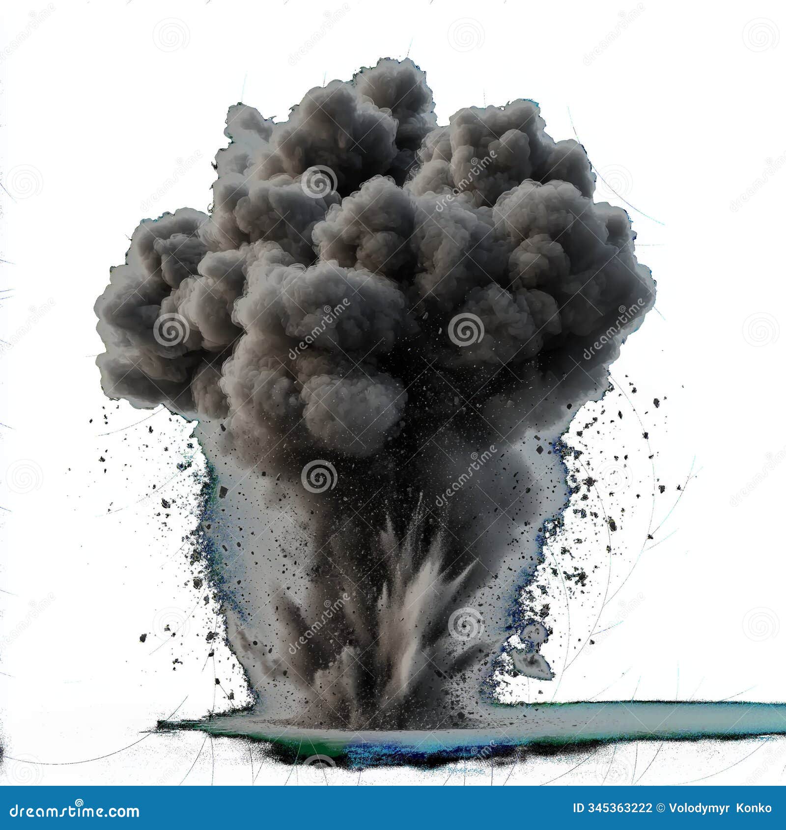 Explosion with Smoke Cloud Rising in the Dark, Dramatic Scene ...