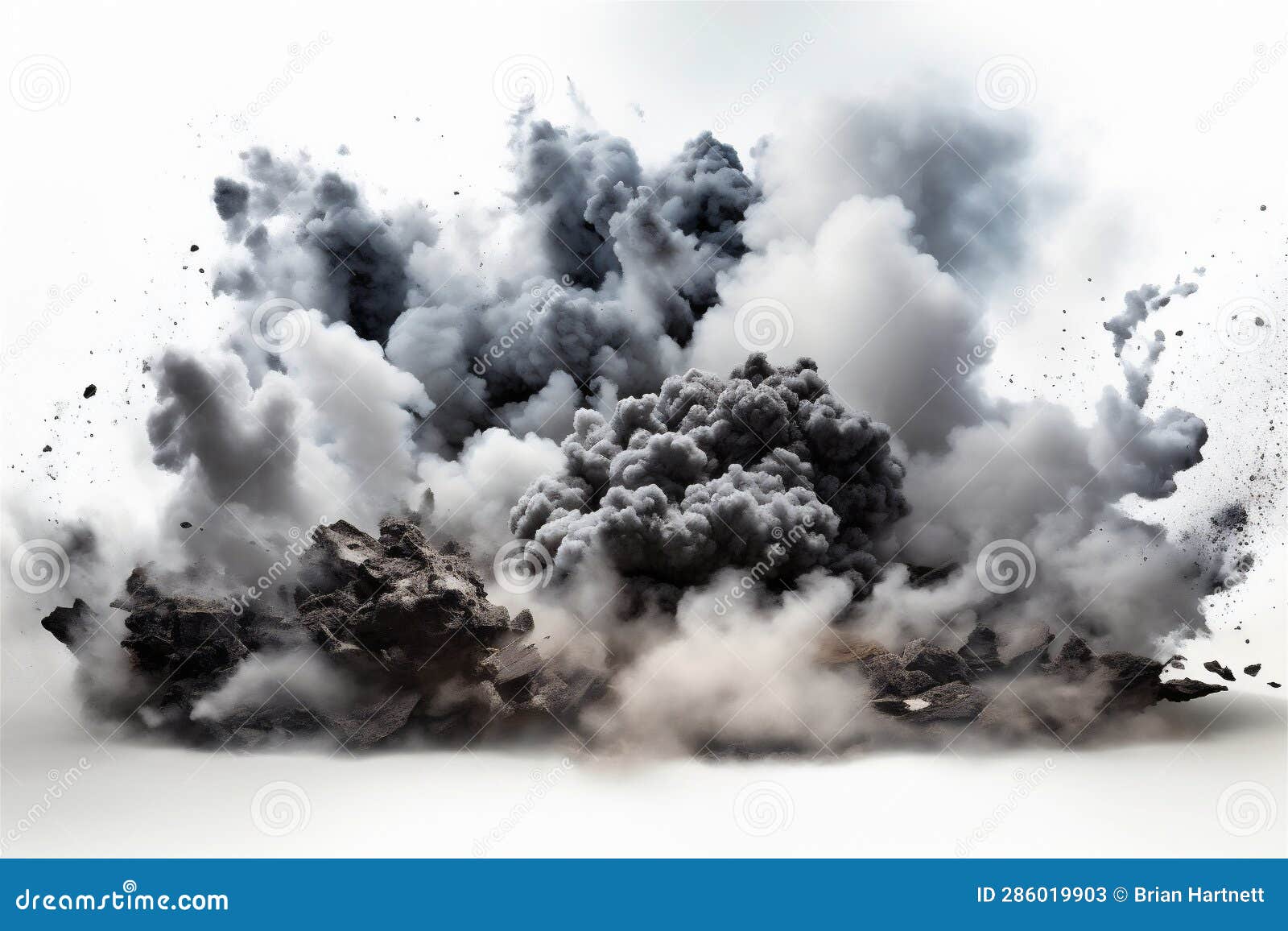 An Explosion of Smoke and Debris, Exploding from Demolition, White ...