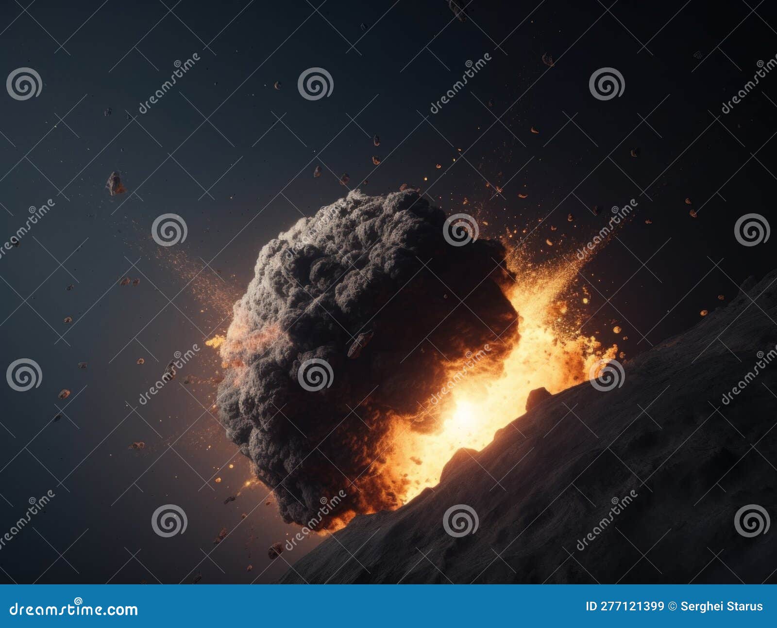 An Explosion of Smoke and Rocks on a Hill. Generative AI Image. Stock ...