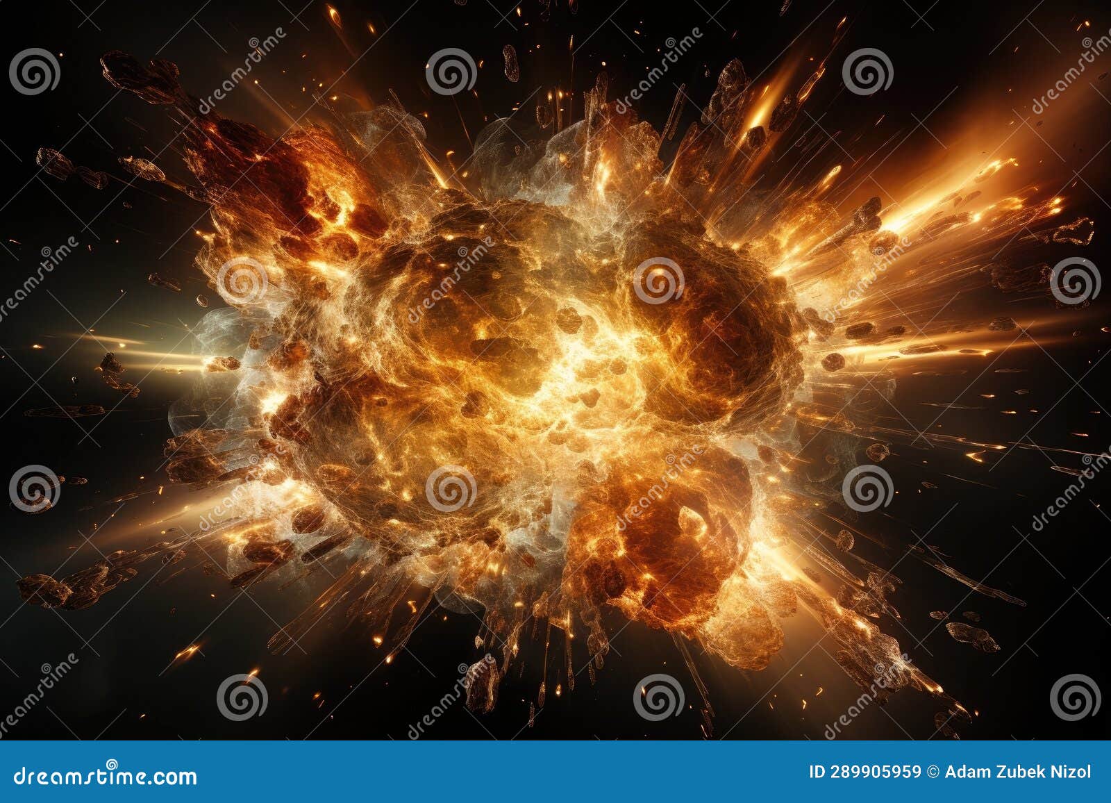 A Explosion in Space with Sparks and Light Stock Illustration ...