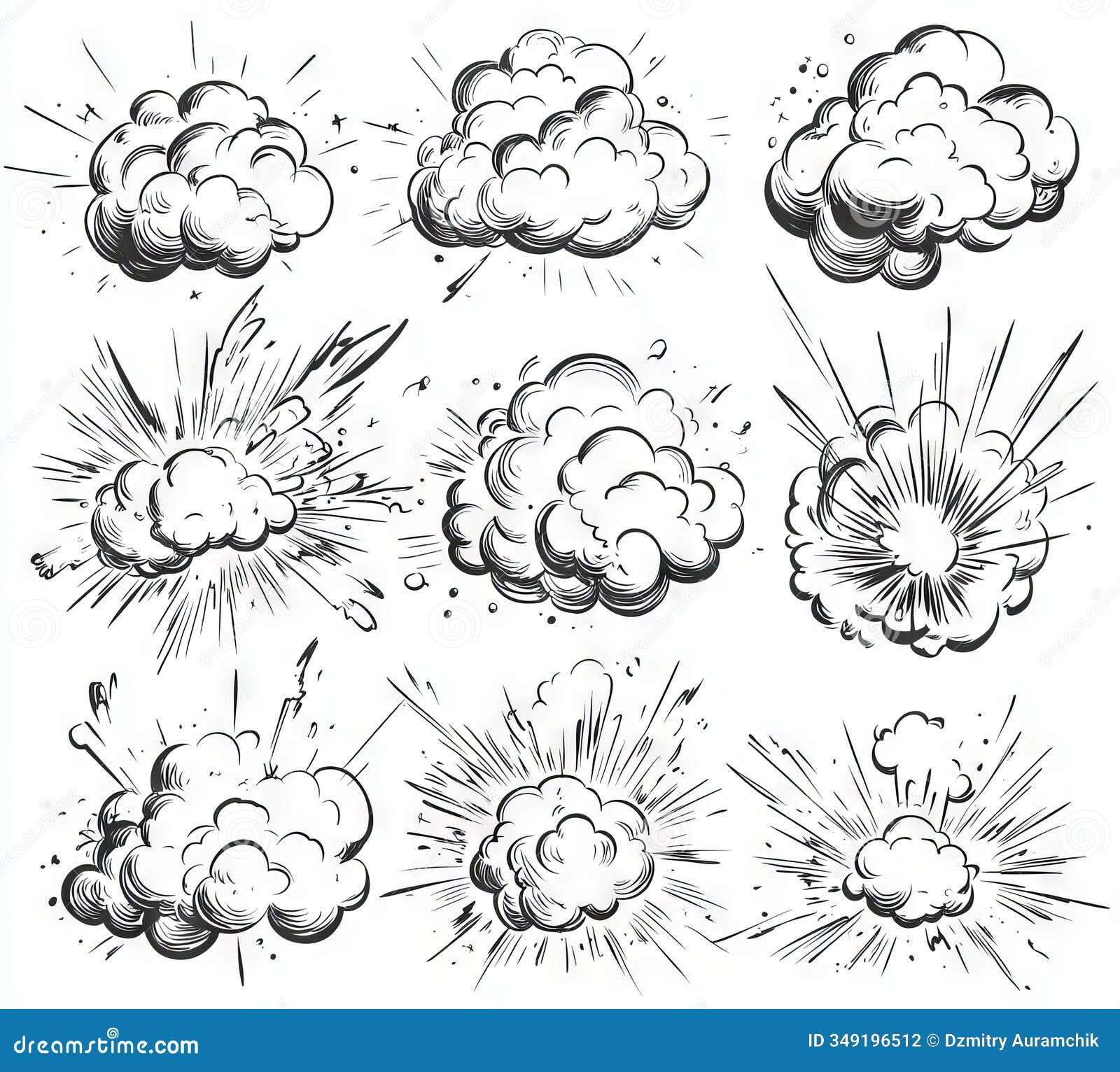 Explosion Speech Bubble with Splash Smoke, Hand-drawn Comic Doodle ...