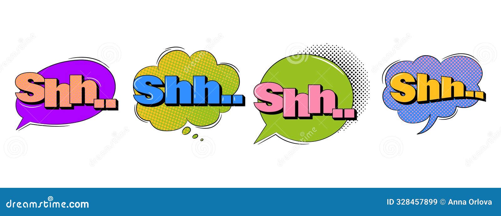 Explosion Speech Bubbles with Text in Trendy Retro Style. Comic Sound ...