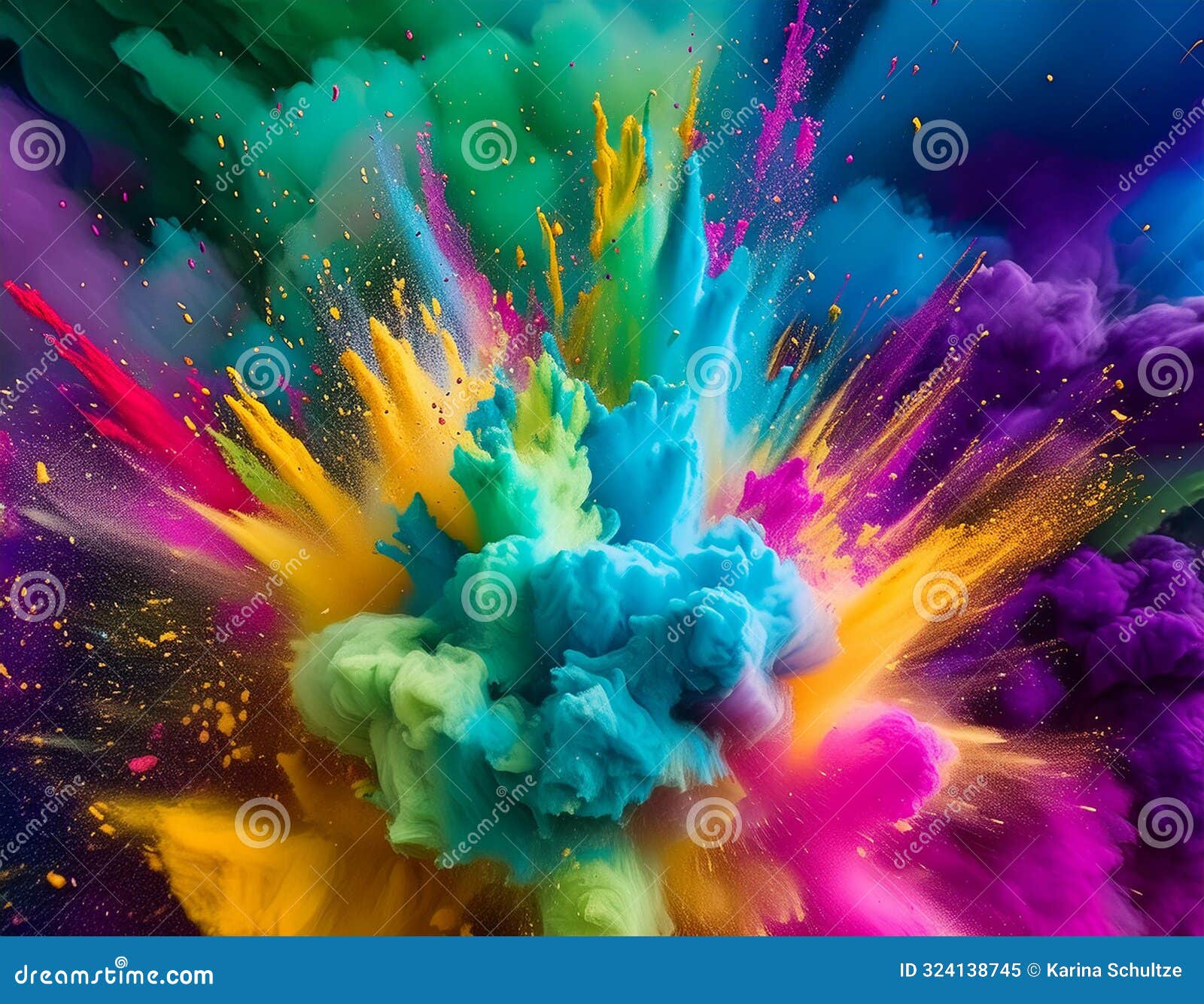 Explosion Splash of Colorful Powder with Freeze Isolated on Background ...