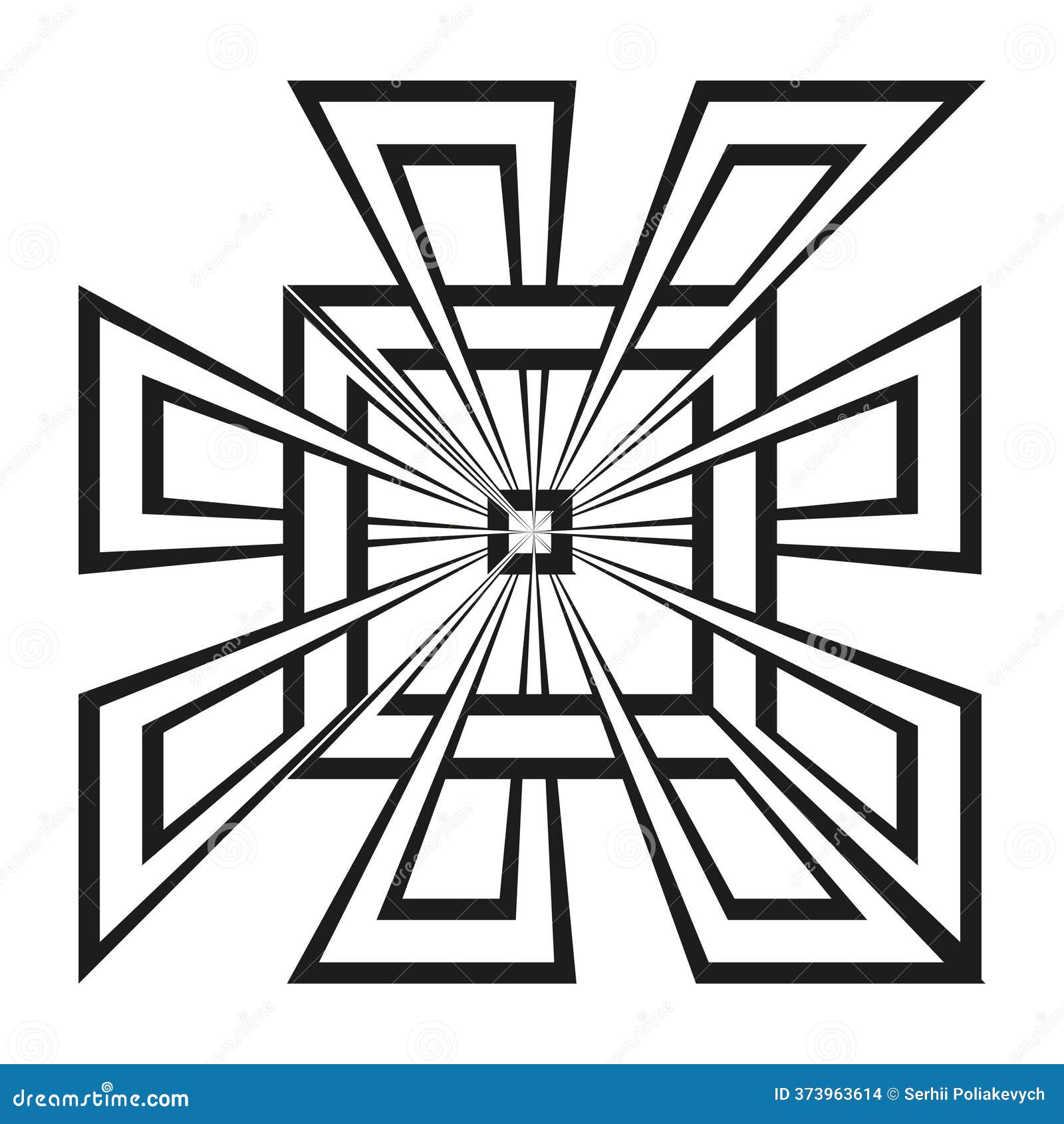 Optical Motion Illusion Background. Yellow Six Pointed Stars Fly Apart ...