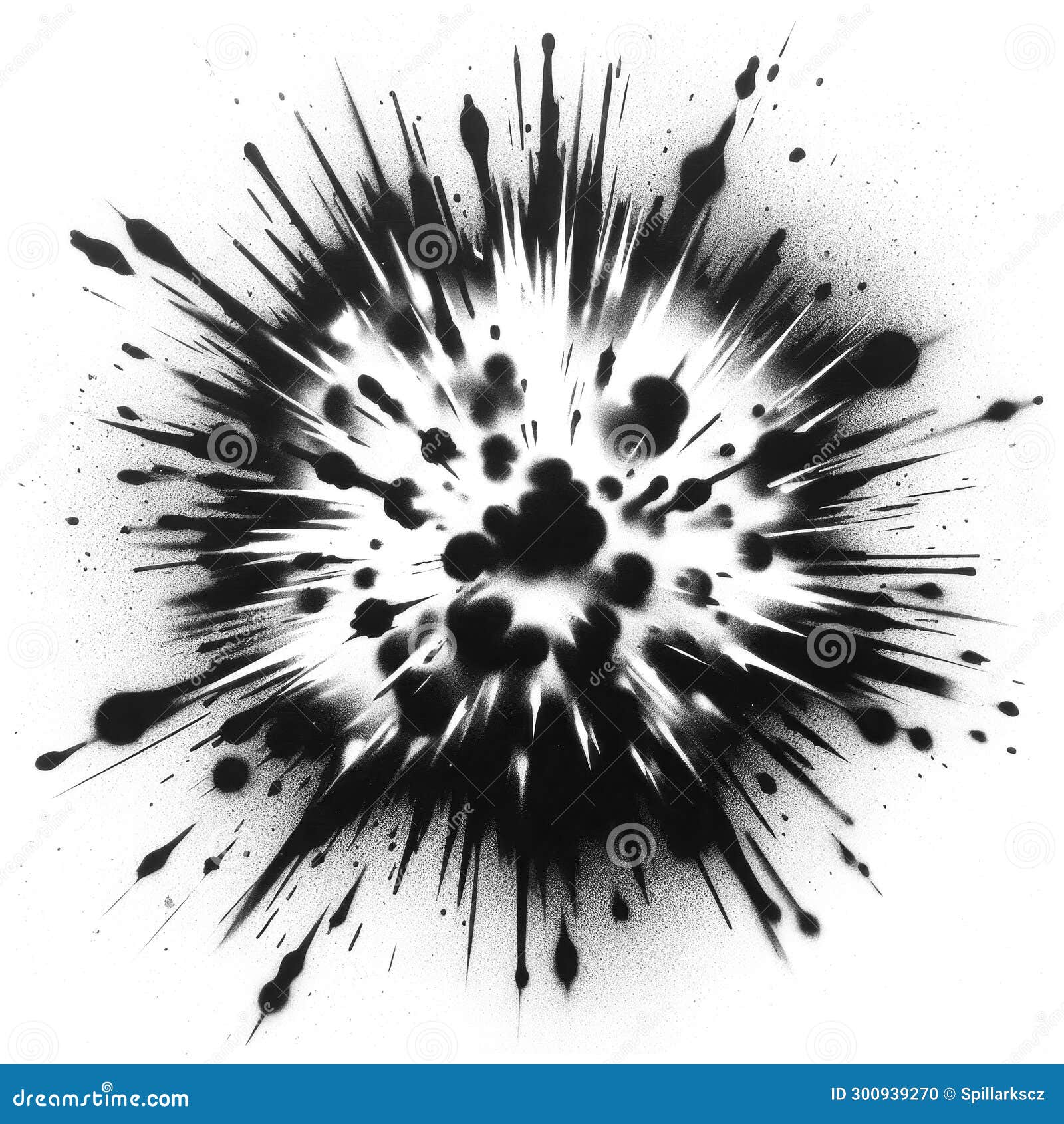 An Explosion in Stencil-art Style,black and White Stock Illustration ...