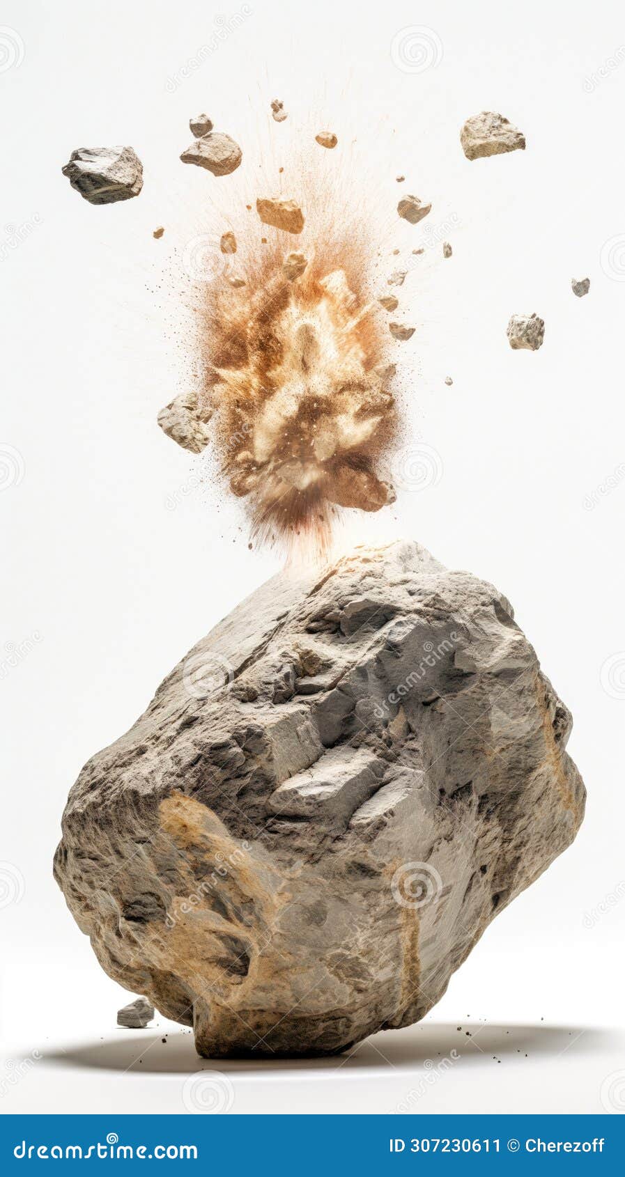 Explosion of stone stock image. Image of powder, motion - 307230611