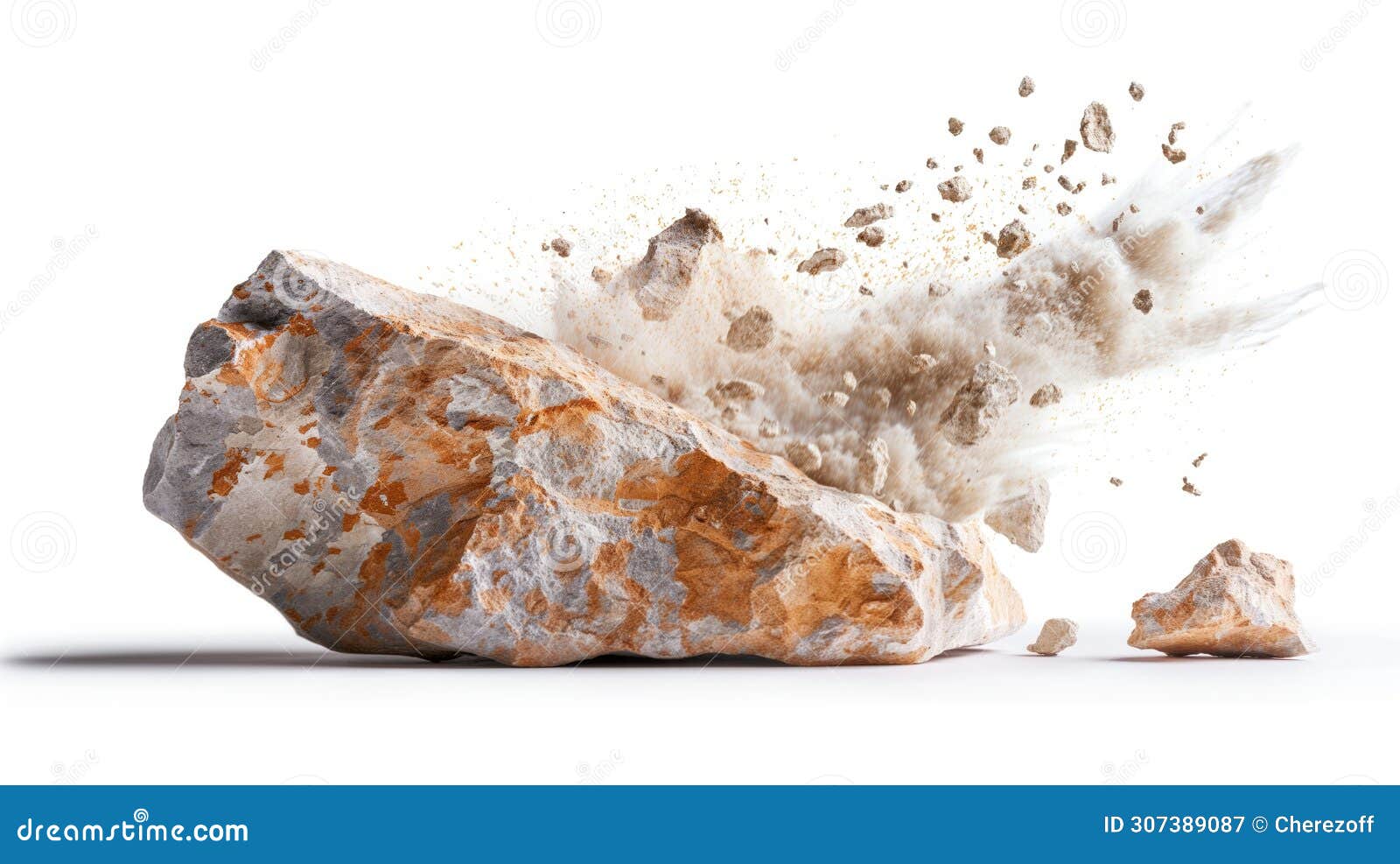 Explosion of stone stock image. Image of white, ground - 307389087