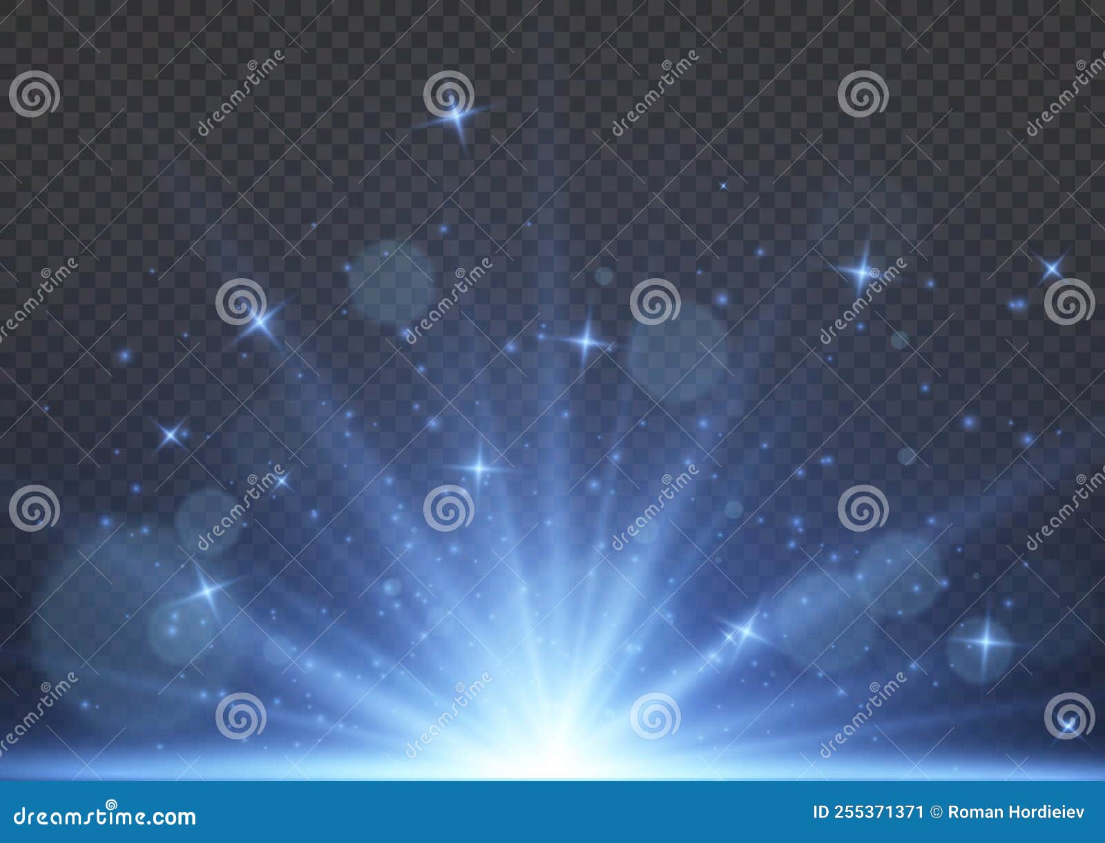 Explosion Sun Blue Glitter Spark, Flash Light Star Stock Vector ...