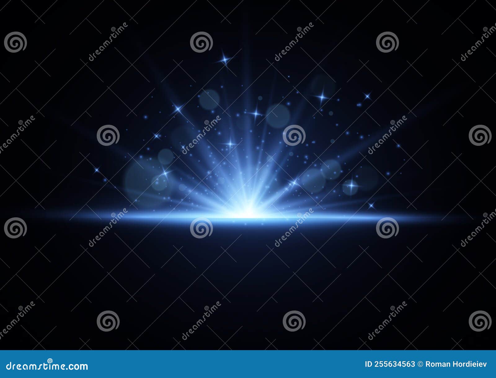 Explosion Sun Blue Glitter Spark, Flash Light Star Stock Vector ...