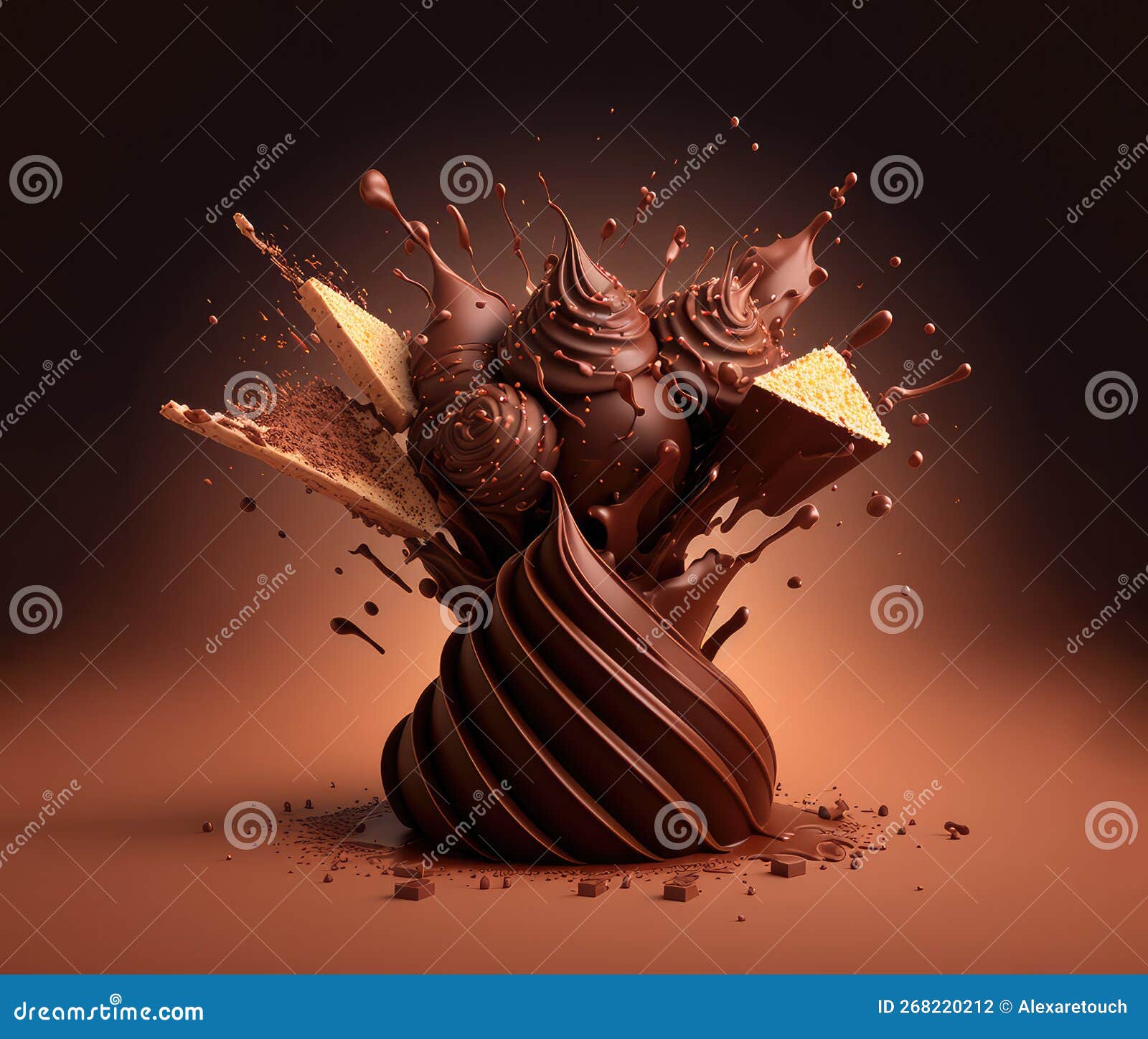 Explosion of Sweets and Dark Chocolate.Generative AI Stock Illustration ...