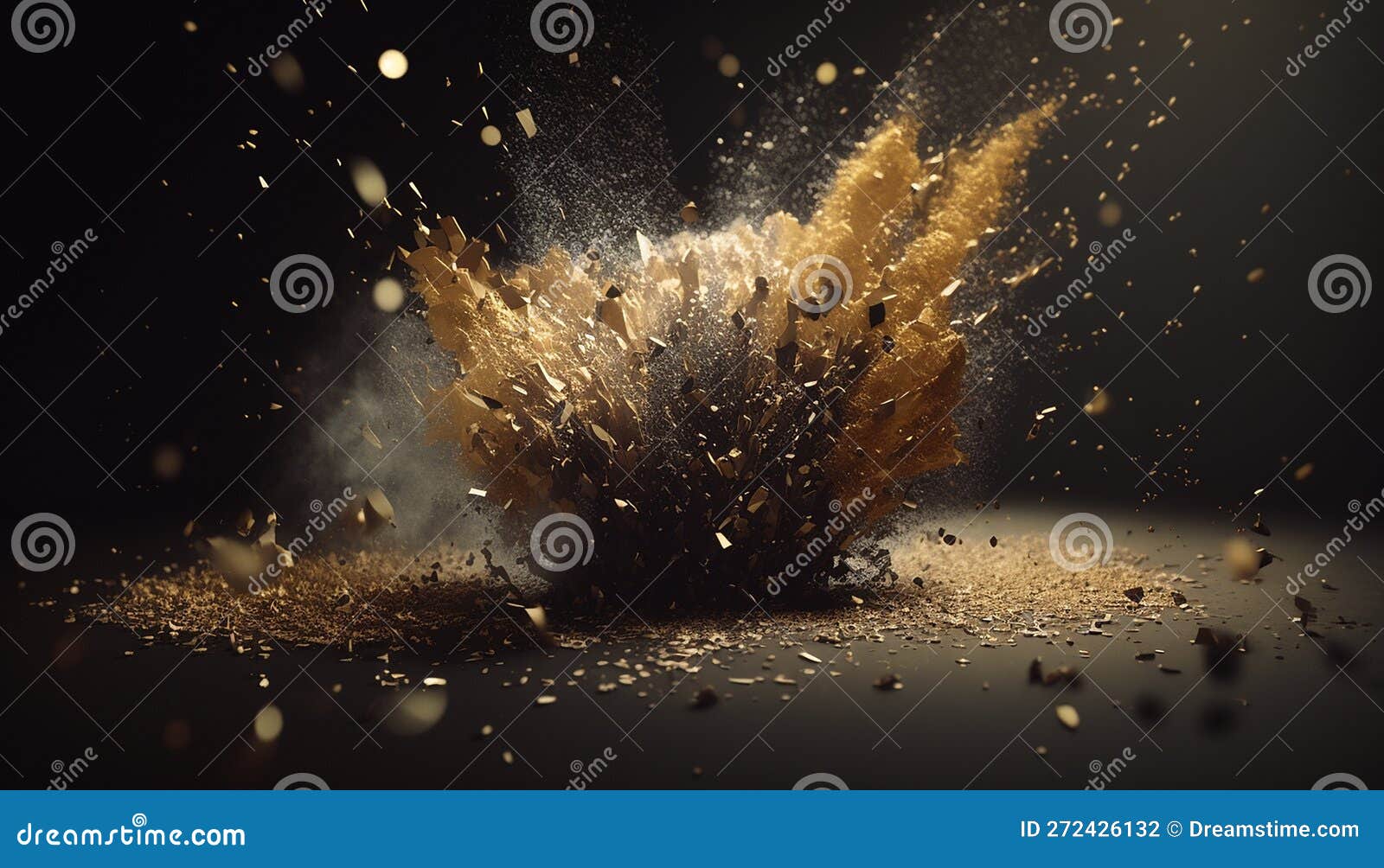 Explosion and Swirl of Gold Sparkles Background. Generative Ai Stock ...