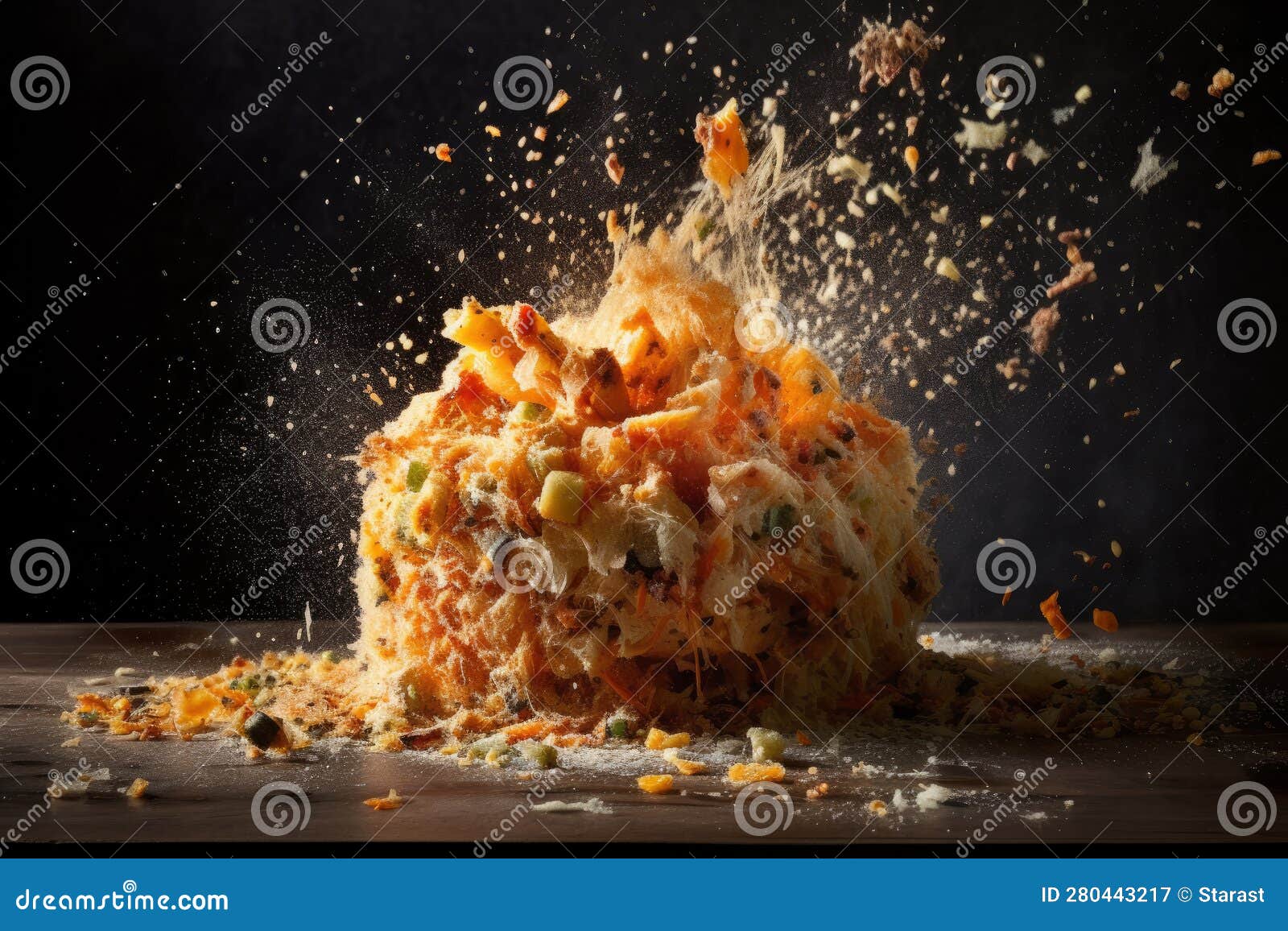 Explosion Of Taste, Food Explodes And Scatters, Cooking Concept, AI ...