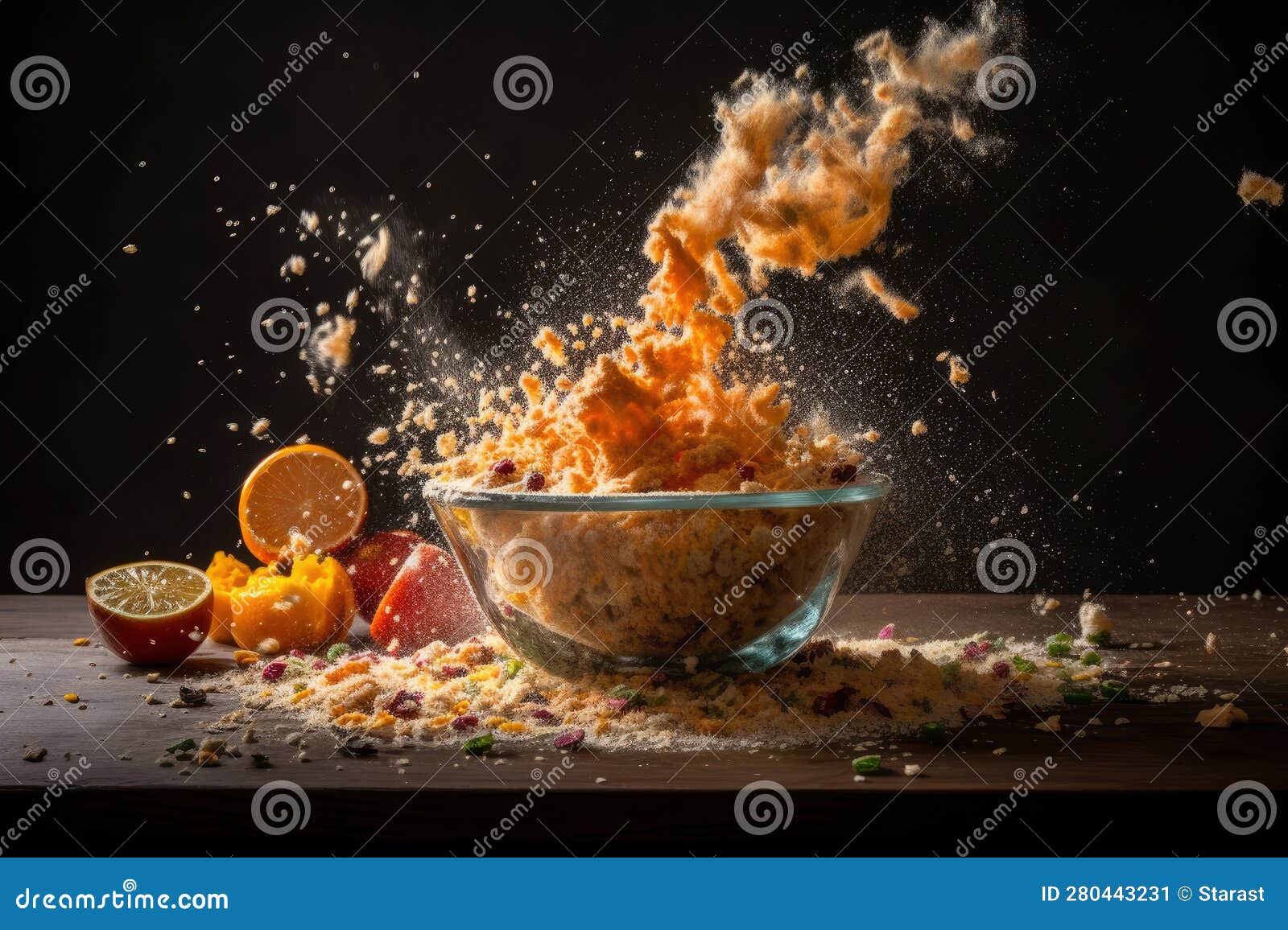 Explosion of Taste, Food Explodes and Scatters, Cooking Concept, AI ...