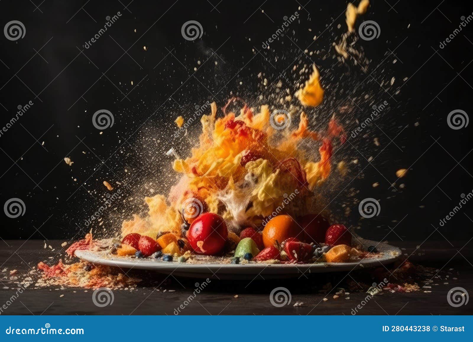 Explosion of Taste, Food Explodes and Scatters, Cooking Concept, AI ...