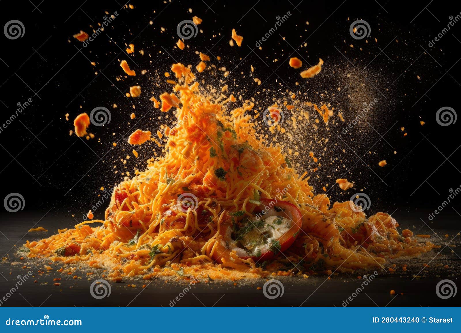 Explosion Of Taste, Food Explodes And Scatters, Cooking Concept, AI ...