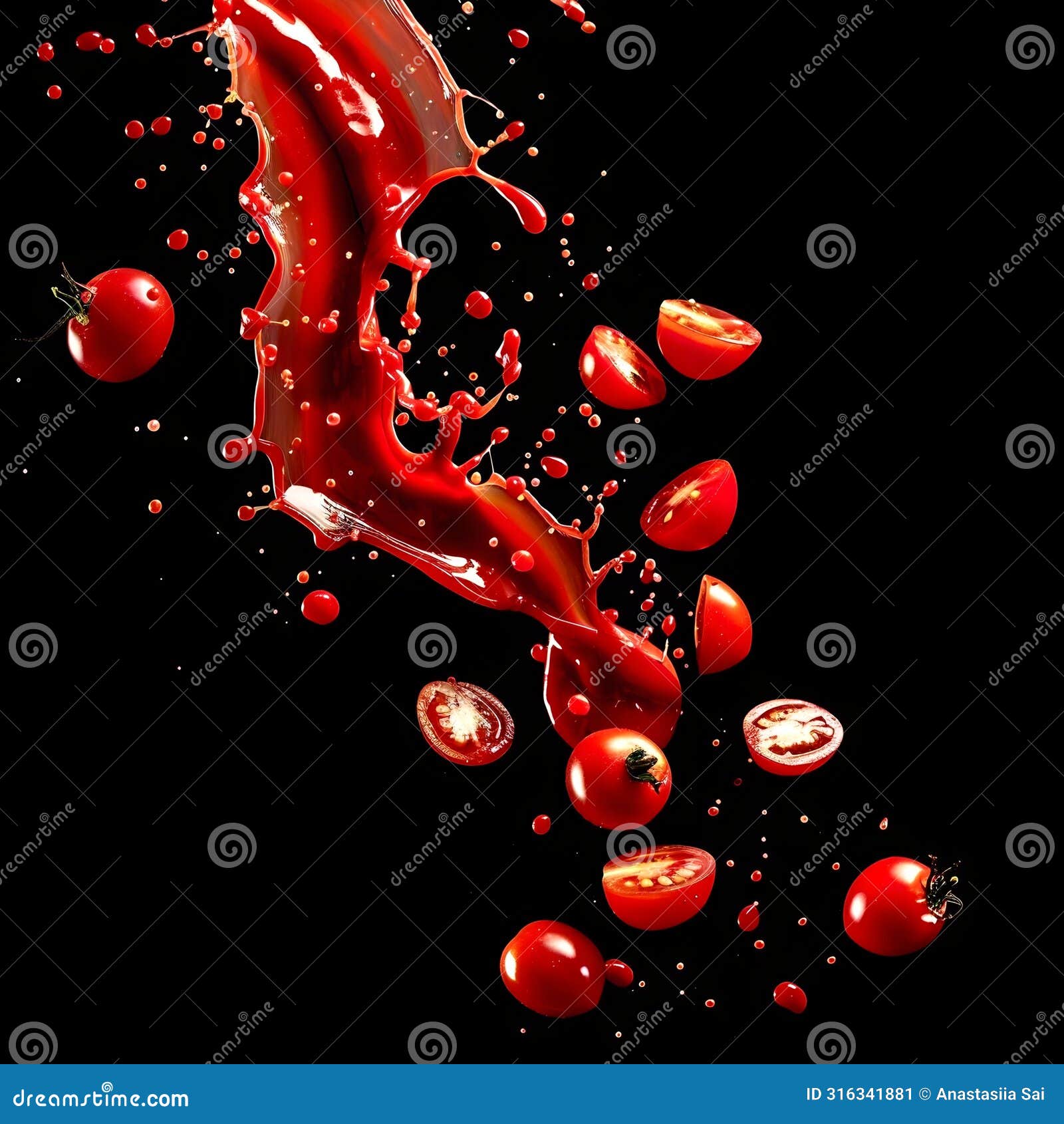 Explosion of Tomato Ketchup Splashes with Tomato Pieces Stock Image ...