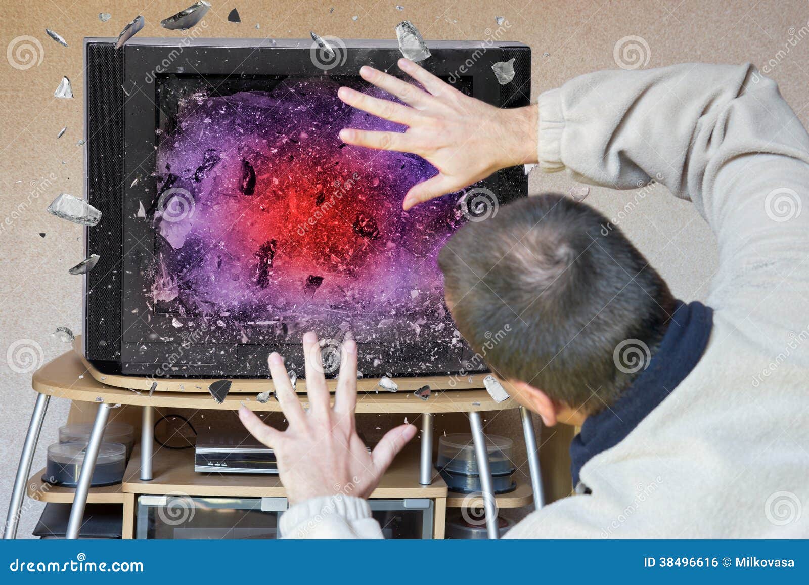 Explosion of TV stock photo. Image of device, look, gray - 38496616