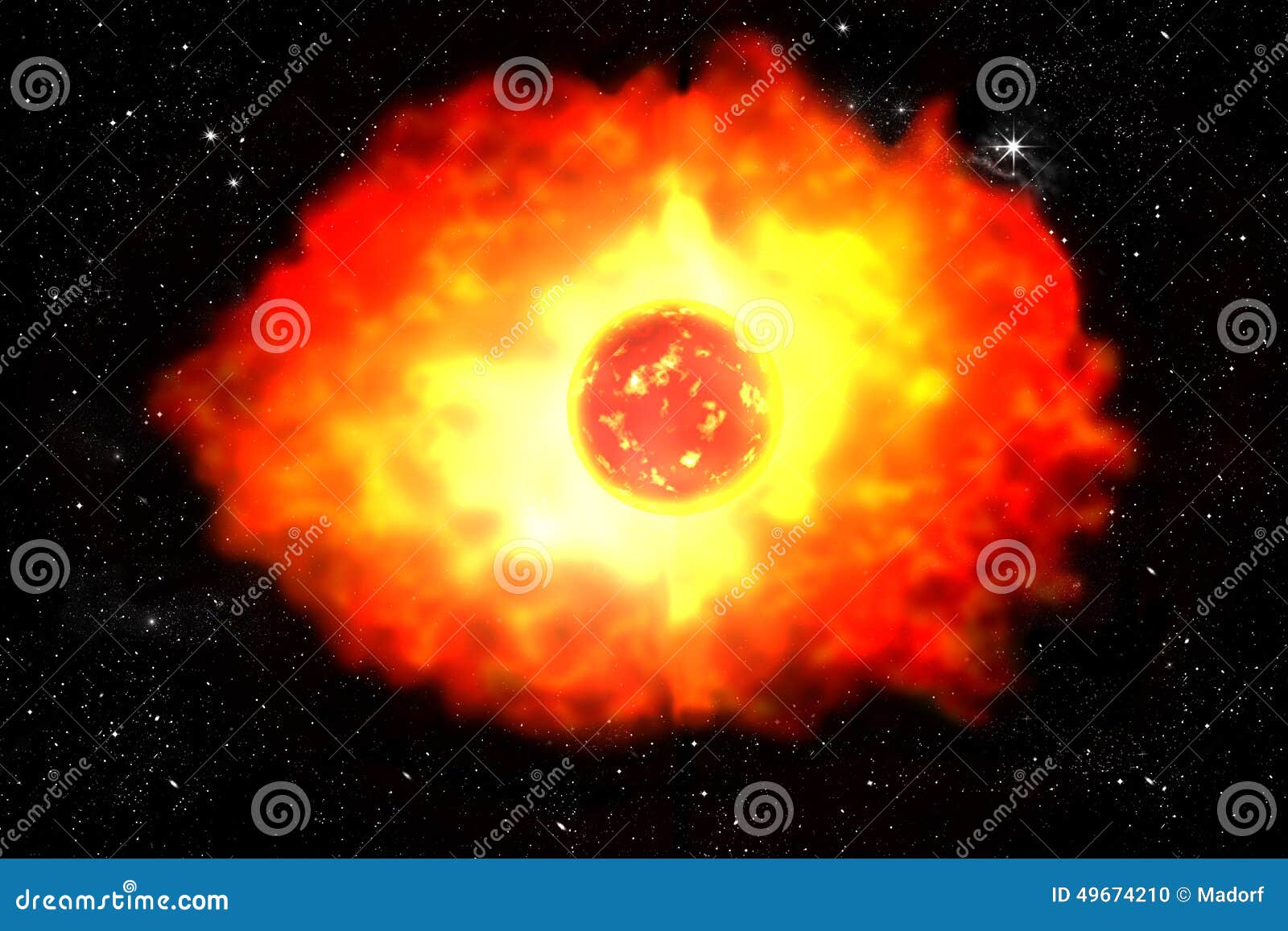 Explosion in Universe with Fire Planet Stock Illustration ...