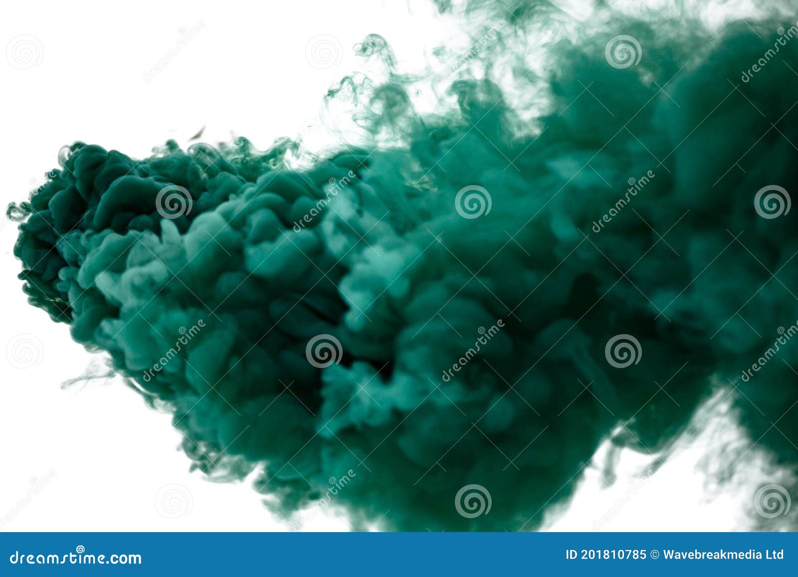Green Smoke Bomb Exploding Against White Background Stock Image - Image ...