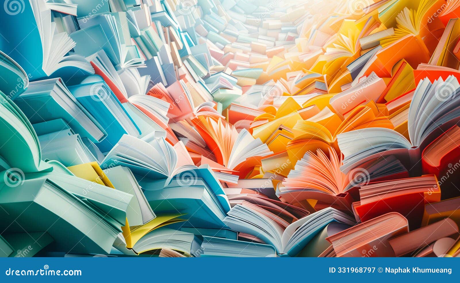 An Explosion of Vibrant, Multicolored Books Fills the Frame, Creating a ...