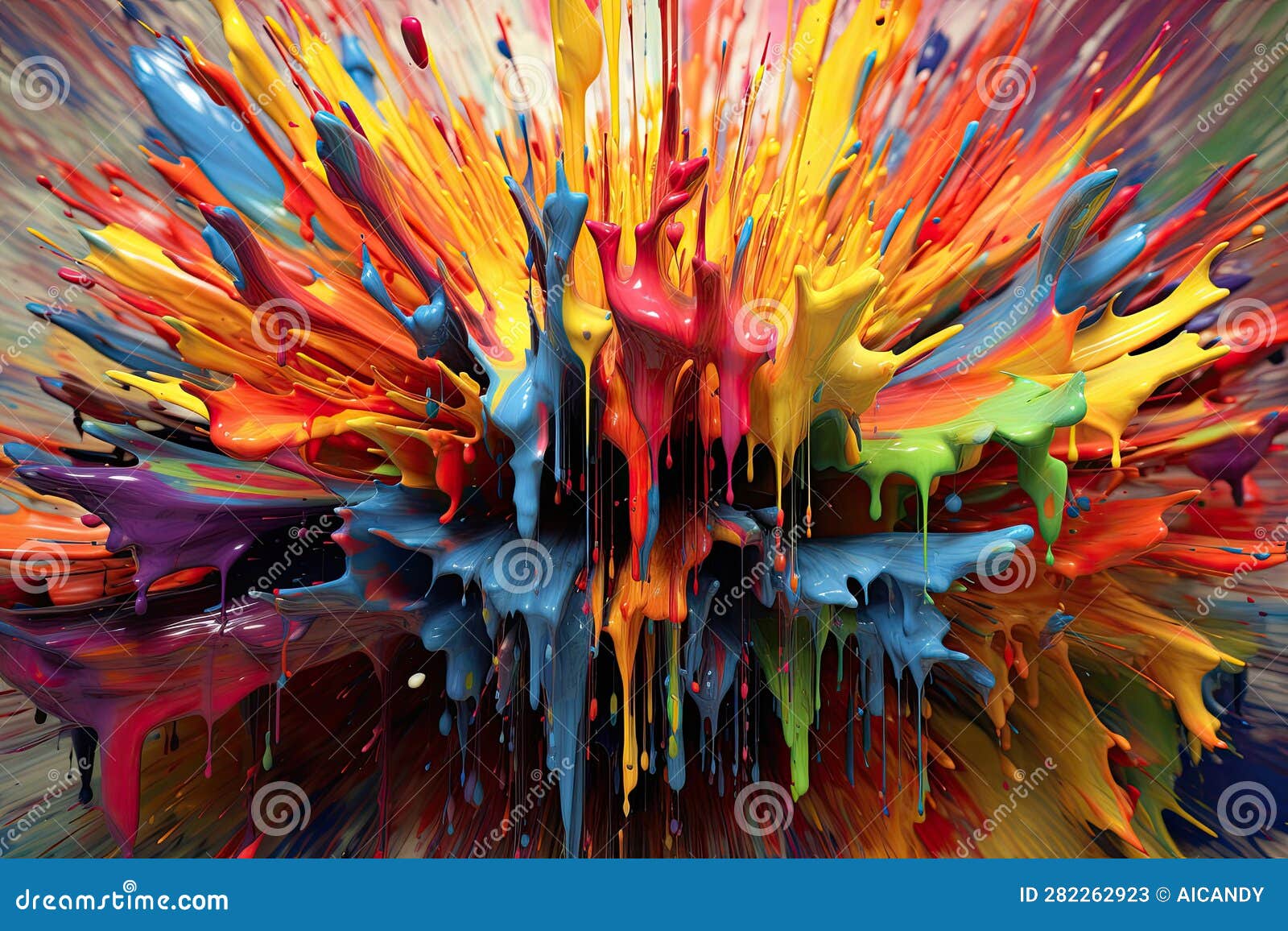 Explosion of Vibrant Splashes and Drips in a Rainbow of Colors ...