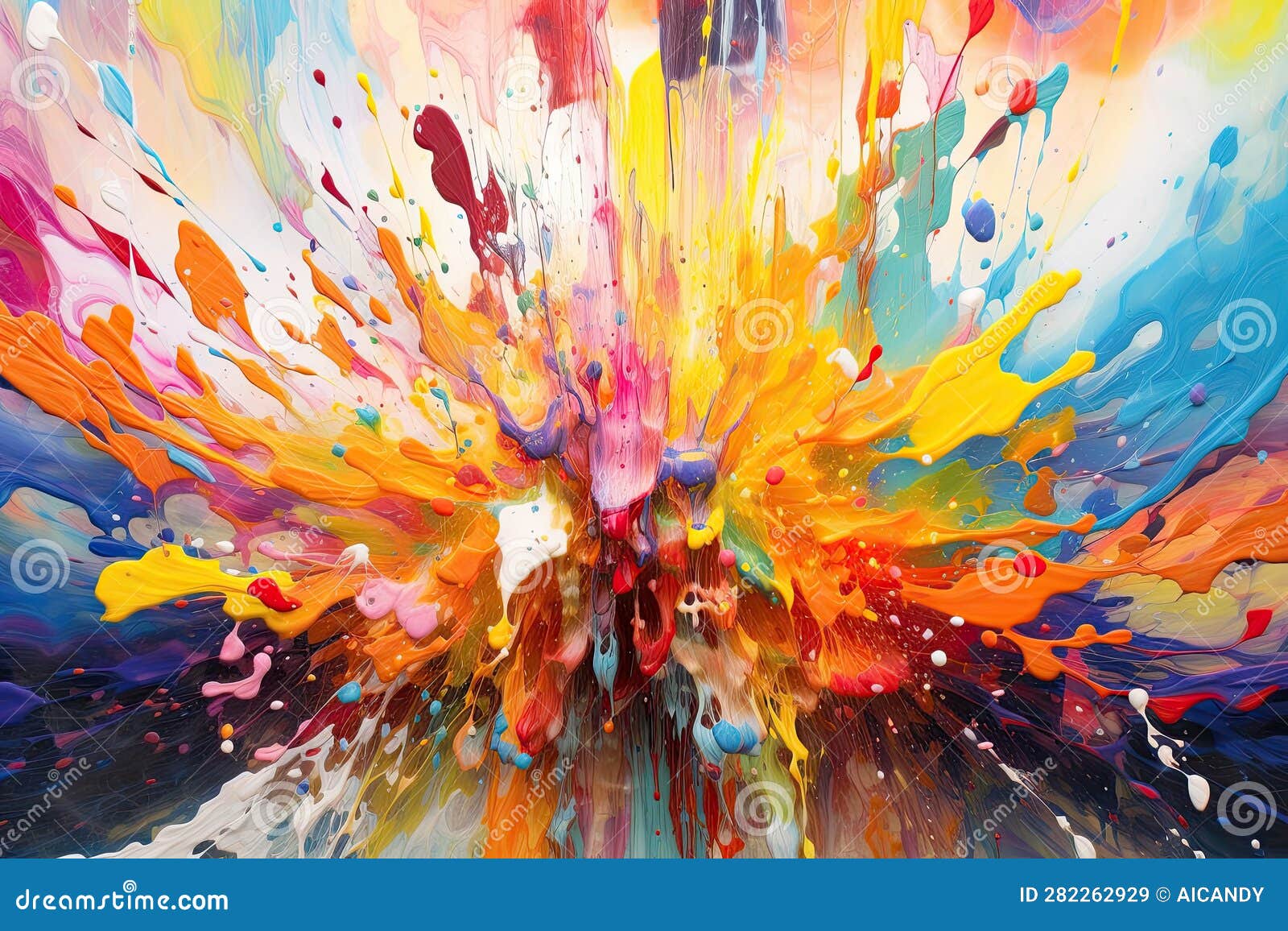 Explosion of Vibrant Splashes and Drips in a Rainbow of Colors ...