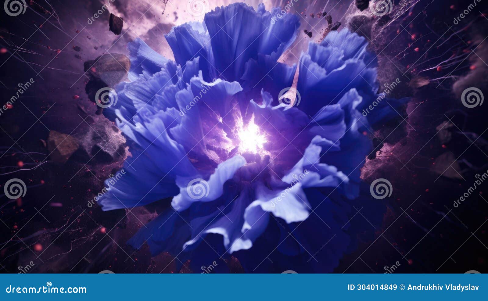 Explosion of Violet - Blue Light, Abstract Illustration Stock ...